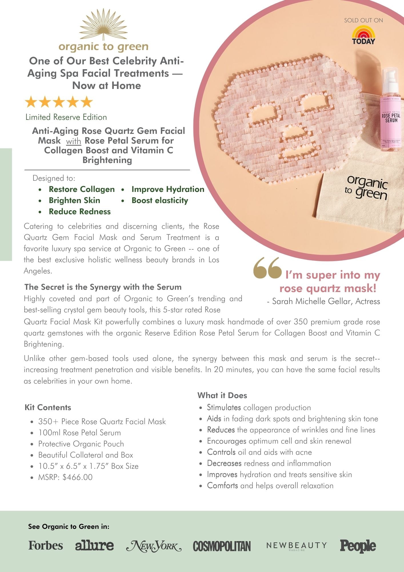 Rose Quartz Crystal Gem Facial Mask For Self-Care + Rose Petal Reserve ...